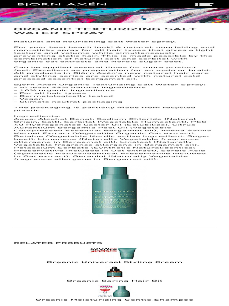 Organic Texturizing Salt Water Spray | PDF