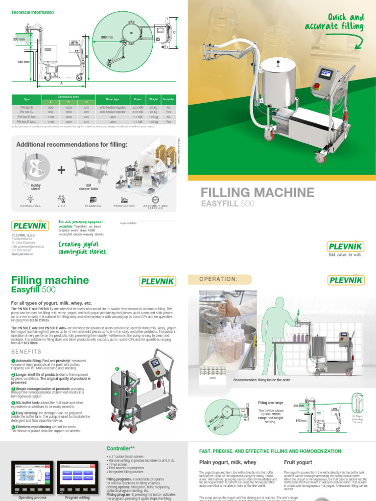 Easyfill Filling Machine Brochure en 27 10 2022 125 Dpi | PDF | Dairy ...