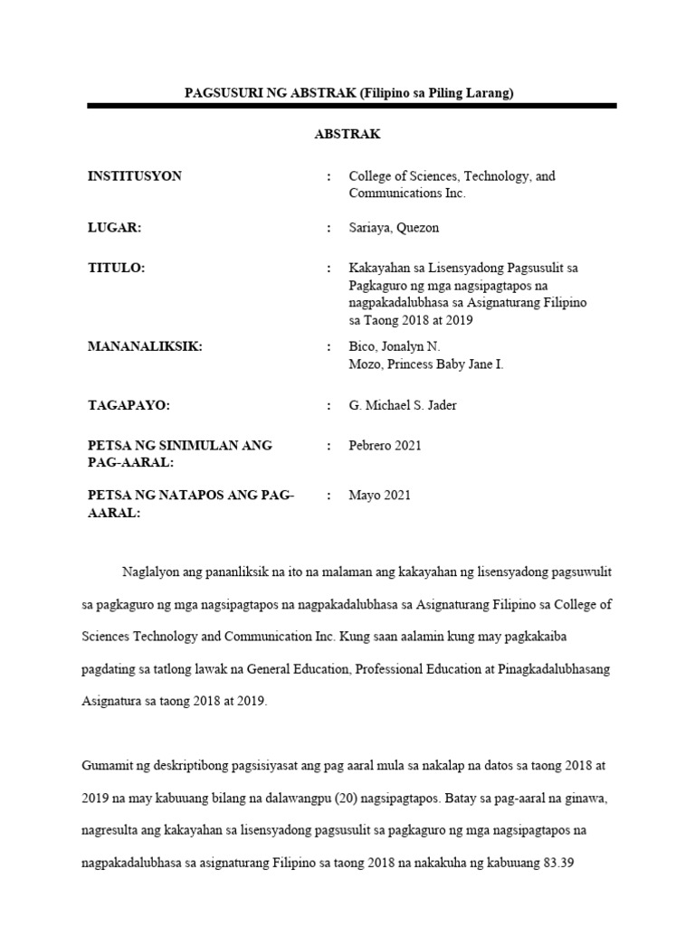 Format Sa Filipino | PDF