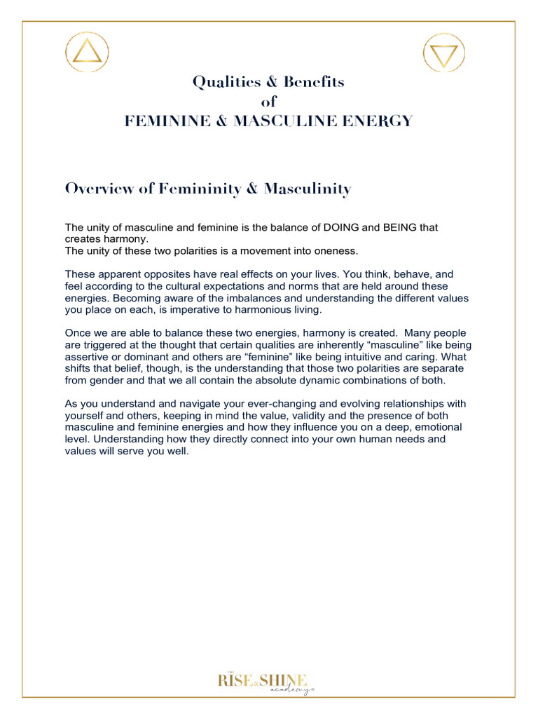 Balancing Feminine and Masculine Energy | PDF | Femininity | Masculinity
