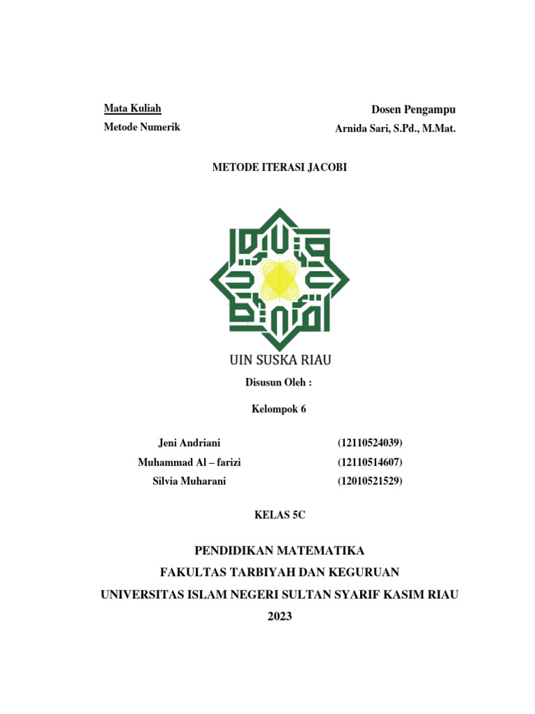 Makalah Metnum Metode Iterasi Jacobi | PDF