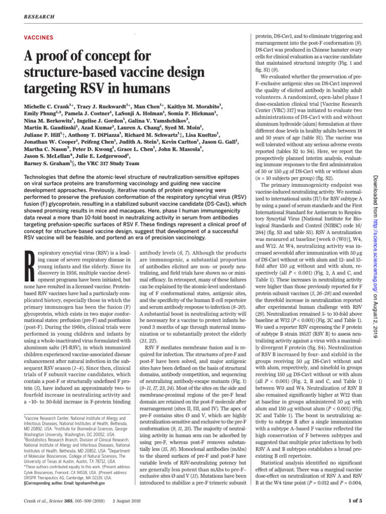 A Proof of Concept For Structure-Based Vaccine Design Targeting RSV in ... A Proof of Concept For Structure-Based Vaccine Design Targeting RSV in ...