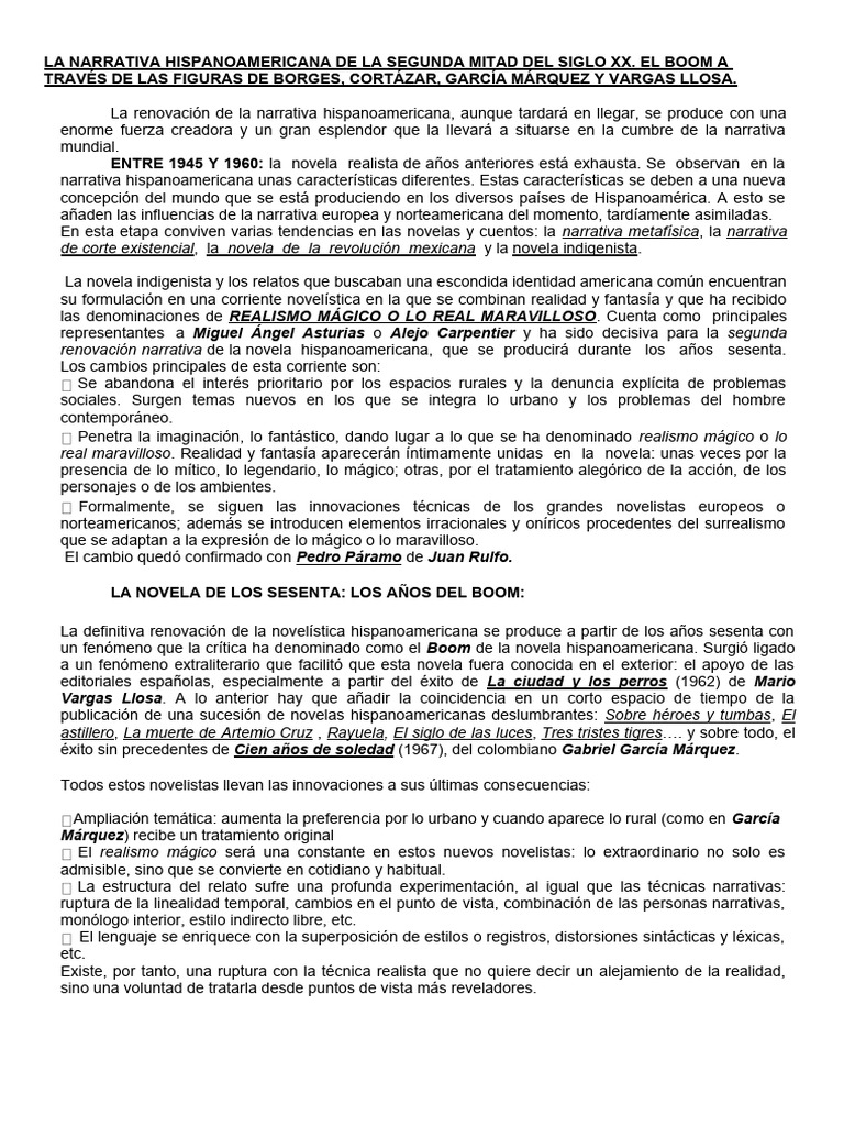 Boom de la narrativa hispanoamericana | PDF | Novelas | Gabriel García ...