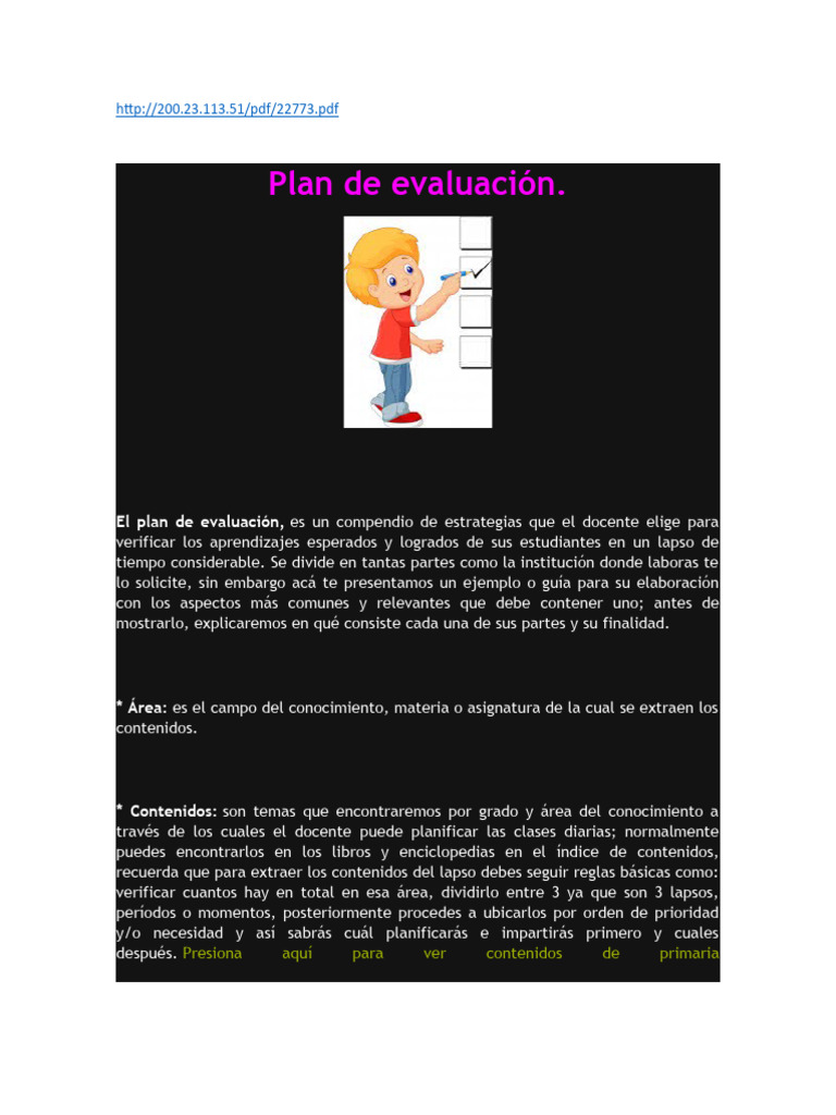 Plan de Evaluacion | PDF | Evaluación