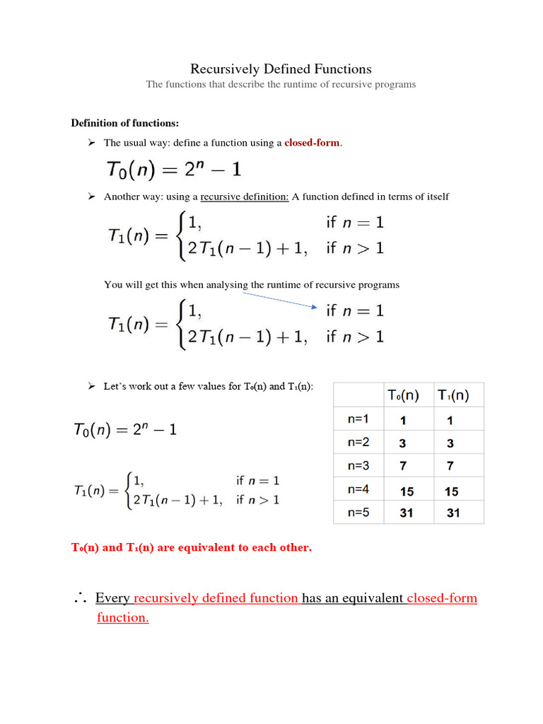 Chapter 2 - Asymptotic Notation (Recursively Defined Functions) | PDF | Function (Mathematics ...