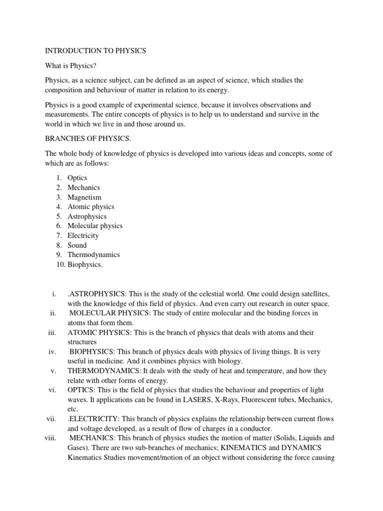 The history of physics | PDF | Physics | Matter