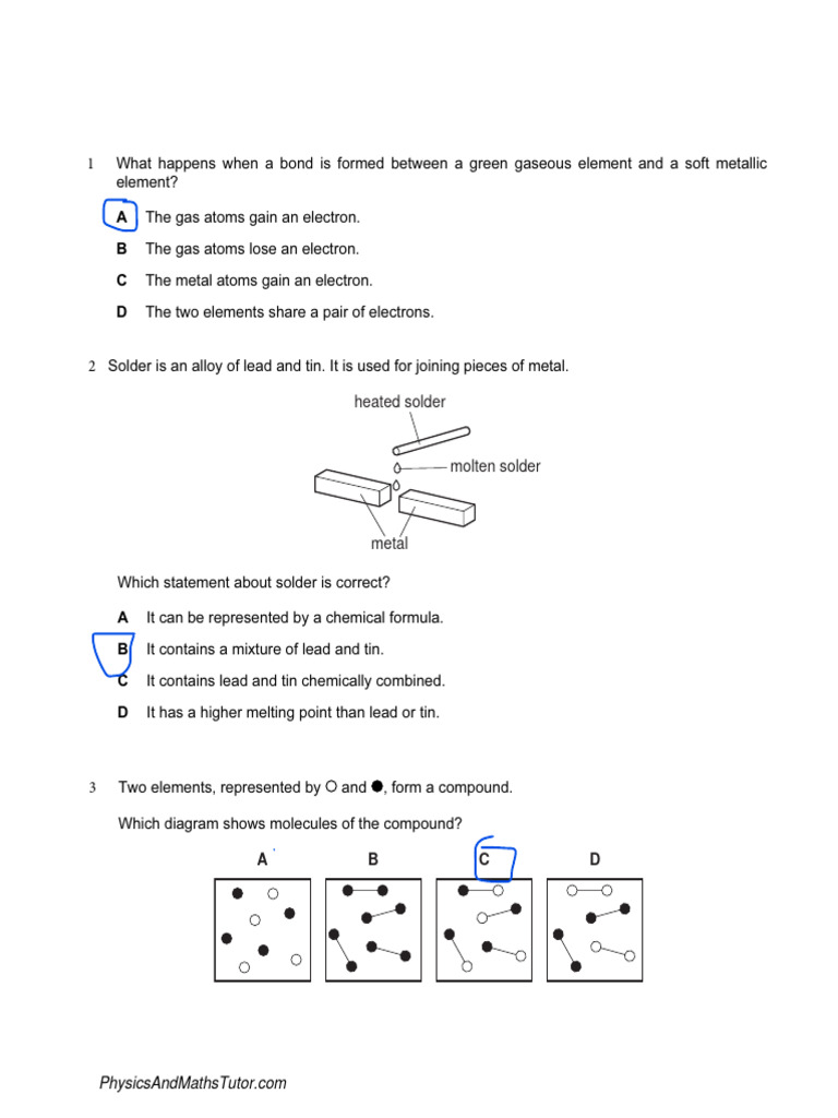 Chemistry Quiz for Students | PDF | Teaching Methods & Materials