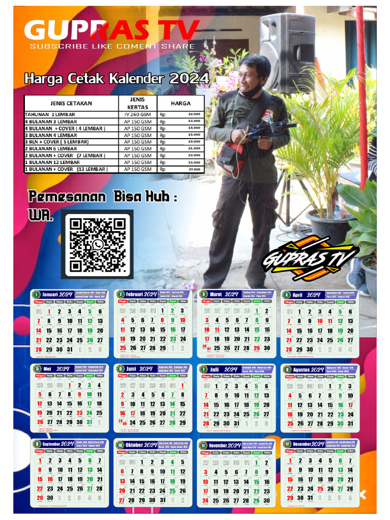 Kalender 1 Tahun 2024 | PDF