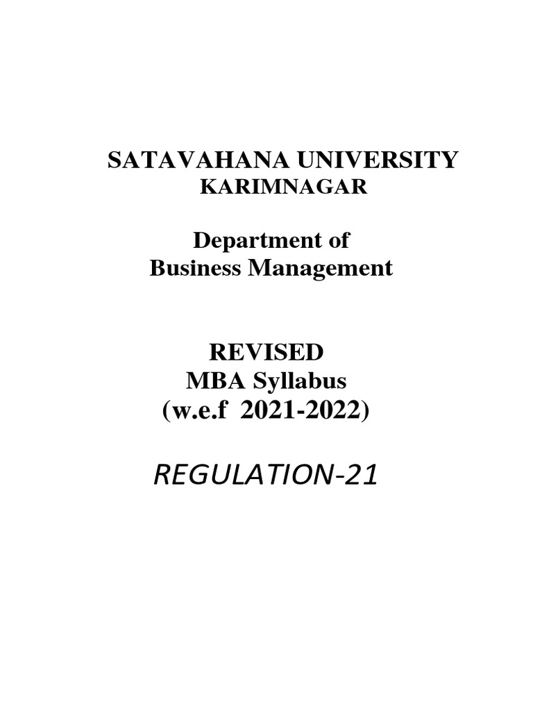 MBA SU SYLLABUS New | PDF | Marketing | Supply (Economics)