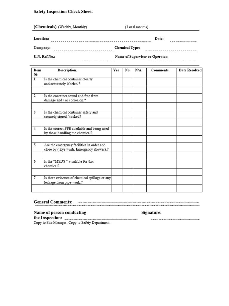Chemical Safety Check Sheet | PDF
