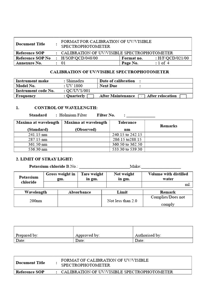 UV Calibration Format | PDF | Spectrophotometry | Ultraviolet