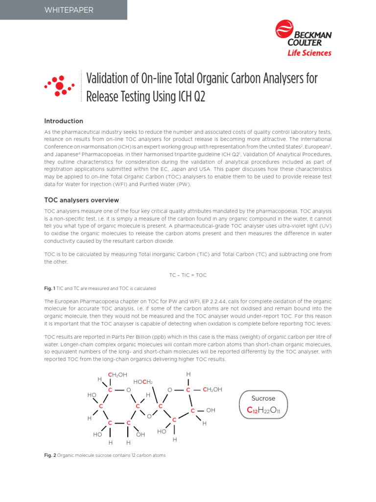 TOC Analyser Validation Guide | PDF | Total Organic Carbon | Calibration