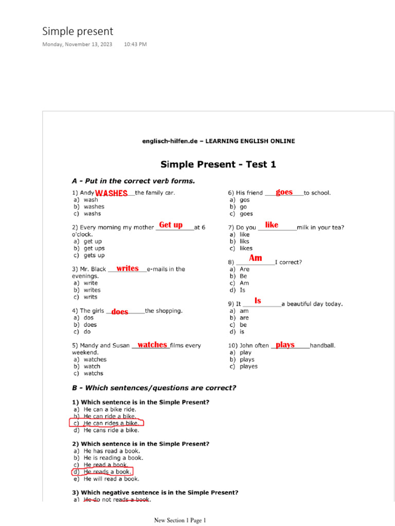 Simple Present | PDF