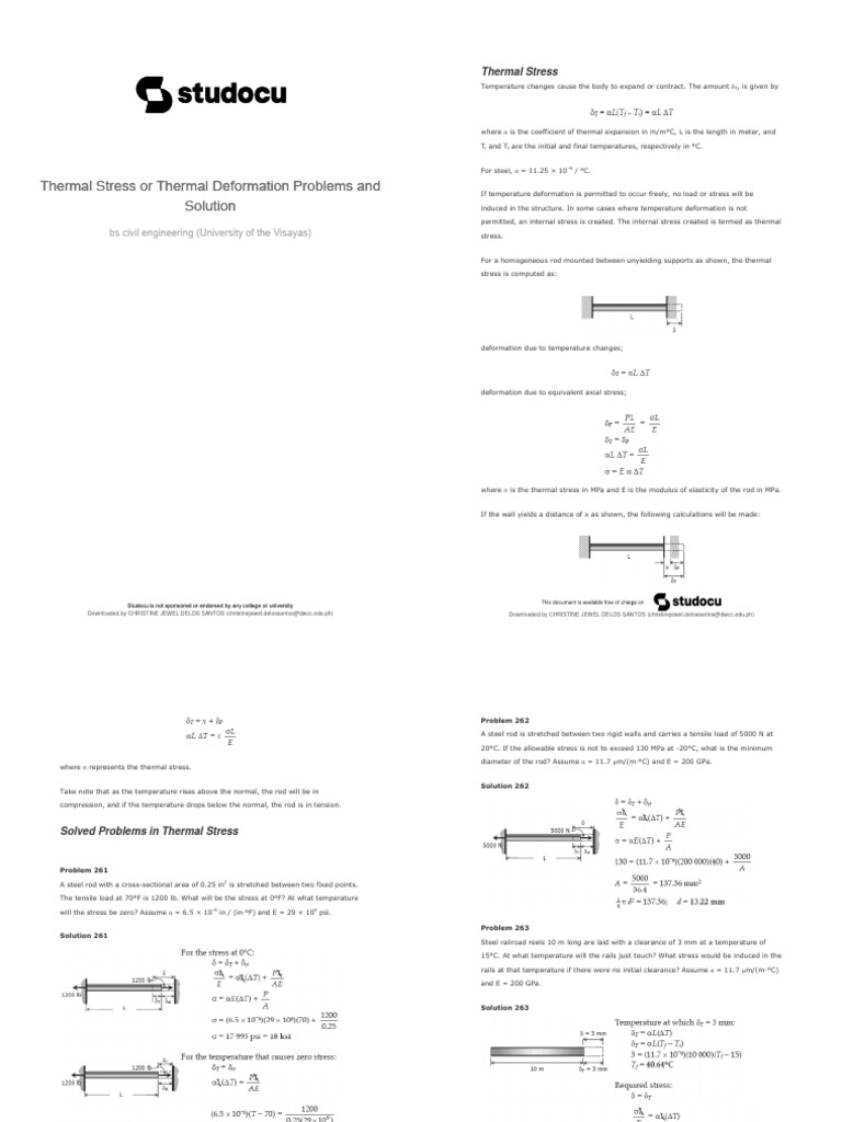 thermal-stress-or-thermal-deformation-problems-and-solution | PDF ...