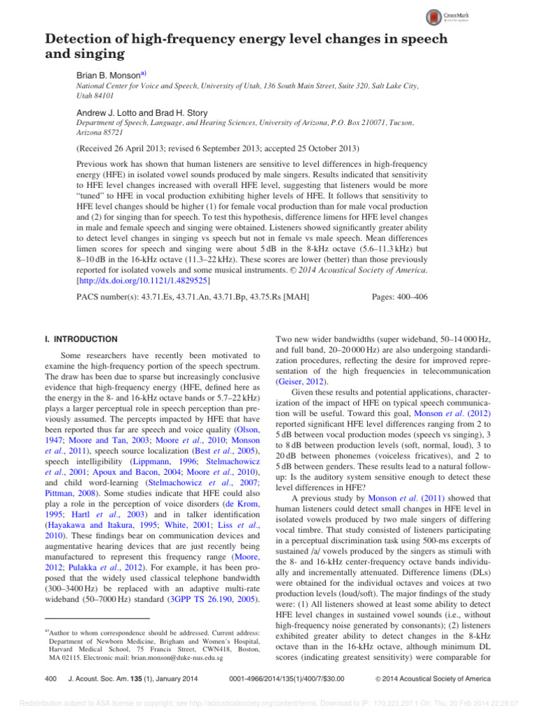 2014 Monson Et Al EHF Detection | PDF | Bandwidth (Signal Processing) | Perception