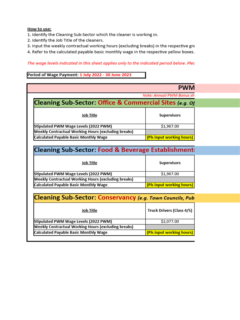 PWM Wage Calculator | Download Free PDF | Working Time | Economies