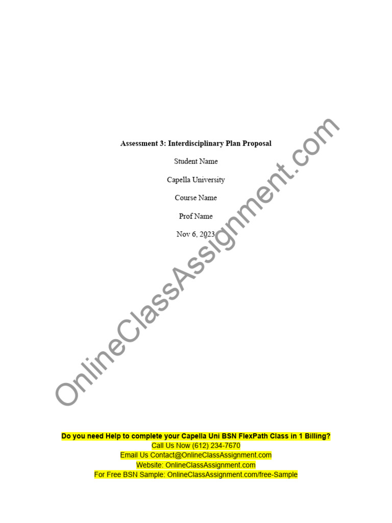 Nurs FPX 4010 Assessment 3 Interdisciplinary Plan Proposal | PDF | Leadership | Nursing