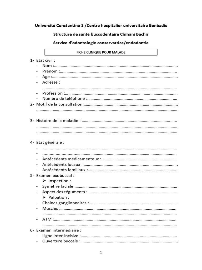 Fiche CLINIQUE OC | PDF