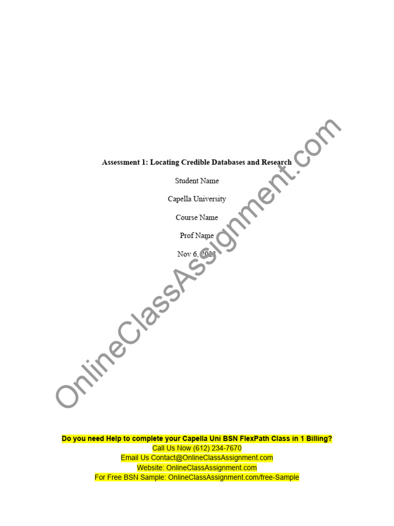 Nurs FPX 4030 Assessment 1 Locating Credible Databases and Research | PDF | Nursing | Evidence ...