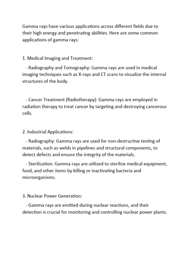 Gamma Rays Application | PDF