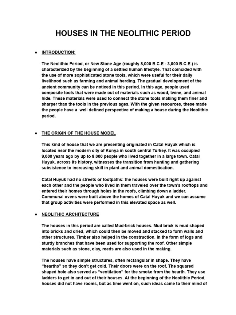 Performance Task 1.2 - GROUP 2's Neolithic House Model | PDF | Neolithic