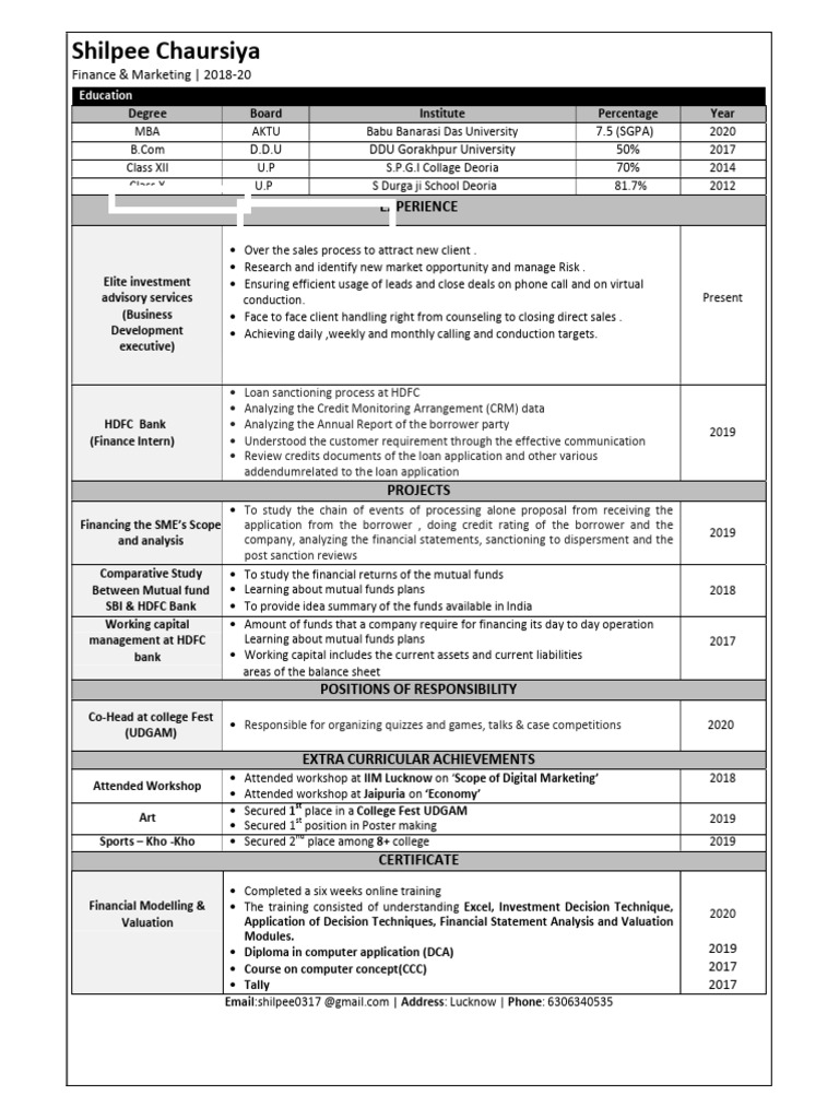 Shilpee CV | PDF | Valuation (Finance) | Banks