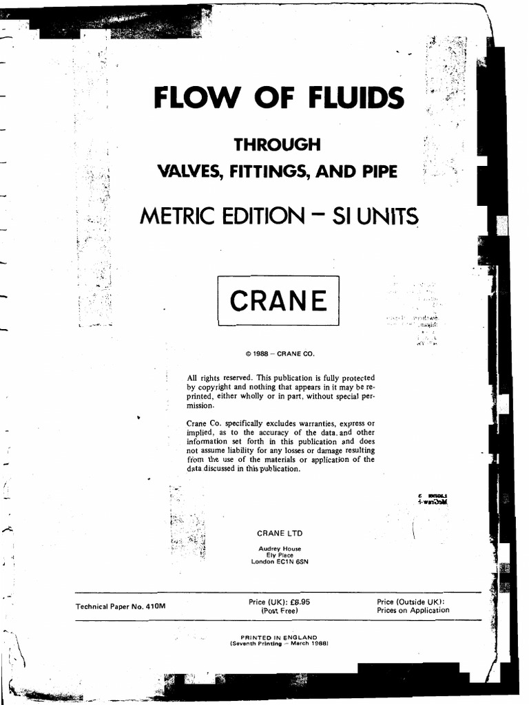 Flow of Fluids Through Valves, Fittings and Pipe | Download Free PDF ...