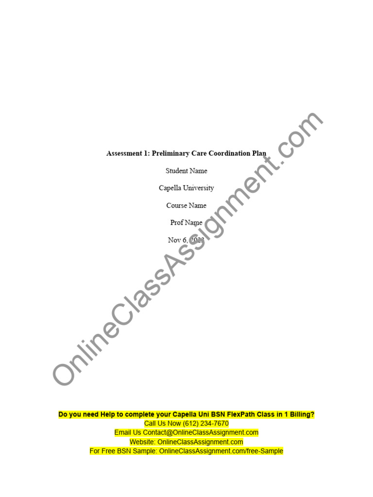 Nurs FPX 4050 Assessment 1 Preliminary Care Coordination Plan | PDF | Chronic Obstructive ...