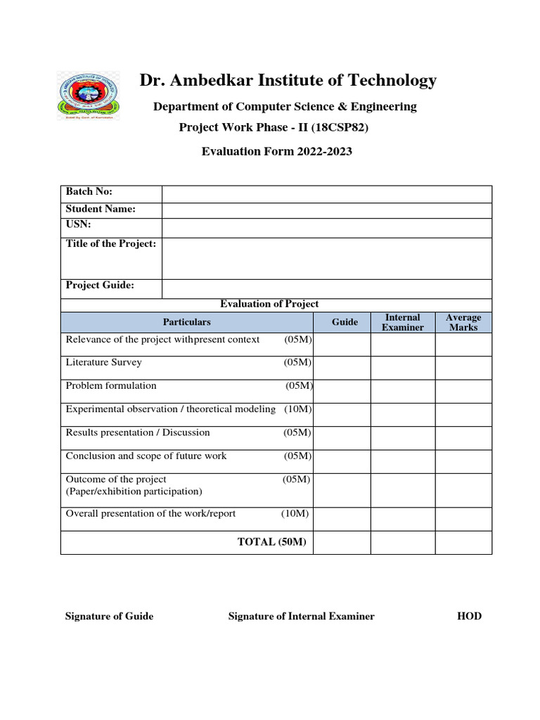 Evaluation Forms For Project-Seminar-2022-23 | PDF | Art | Computers