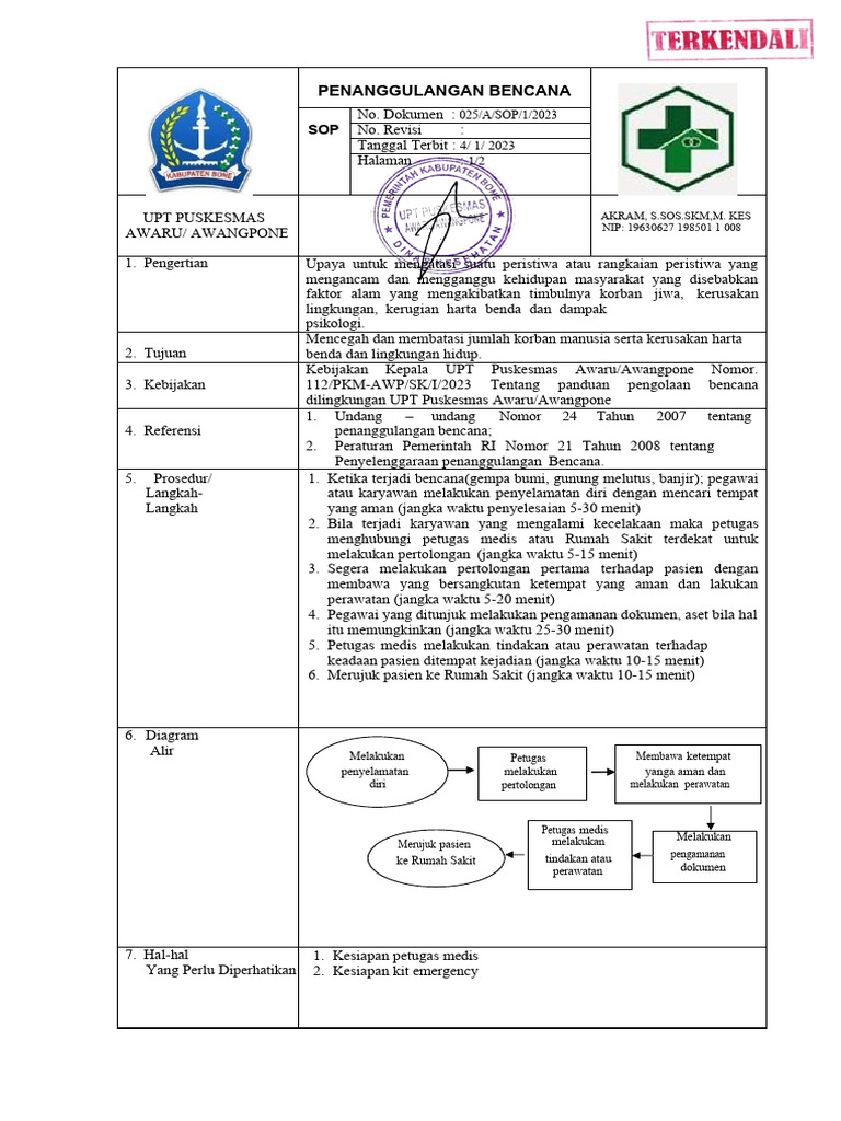 Sop Penanggulangan Bencana | PDF