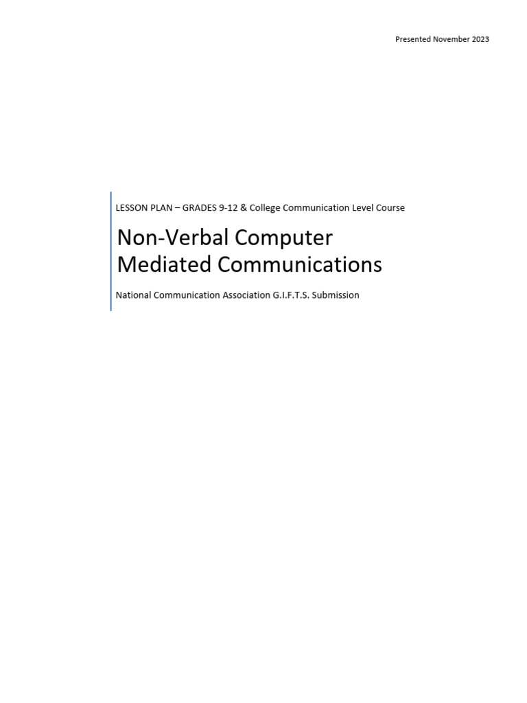 Non Verbal Computer Mediated Communications - Niec - NCA2023 | PDF ...