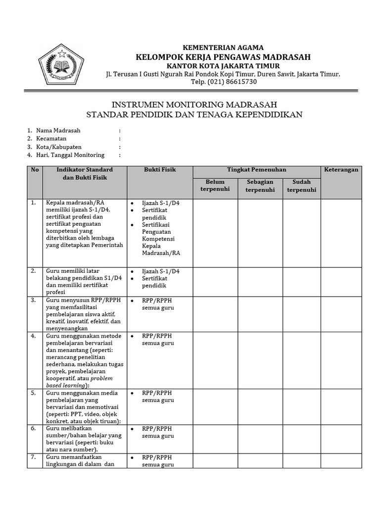 1 - Instrumen Standar PTK | PDF