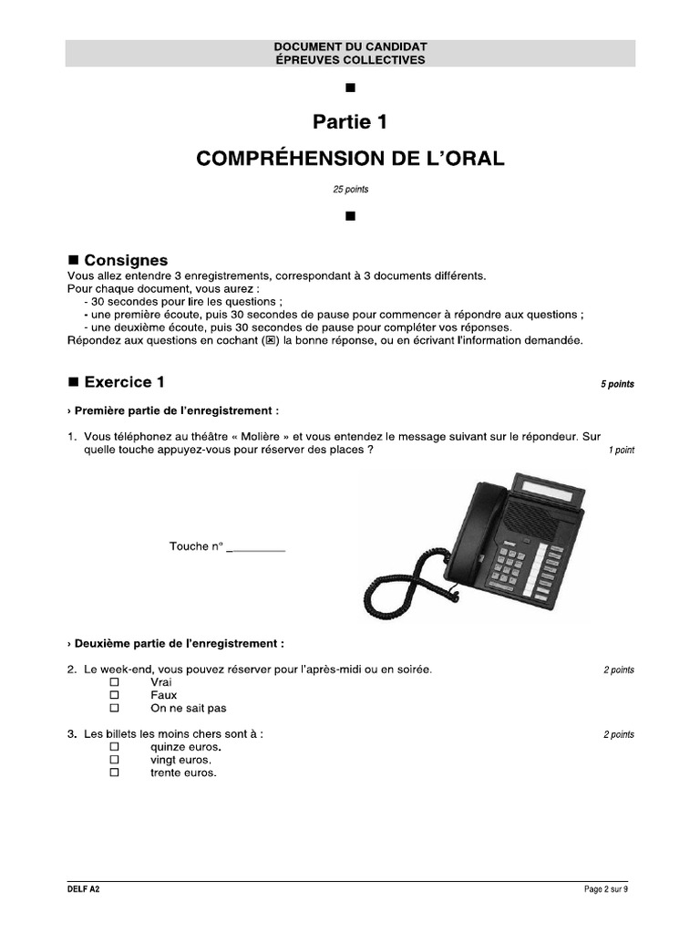 Exercices Oraux DELF-A2-Compréhension-orale-Sujet-3 | PDF