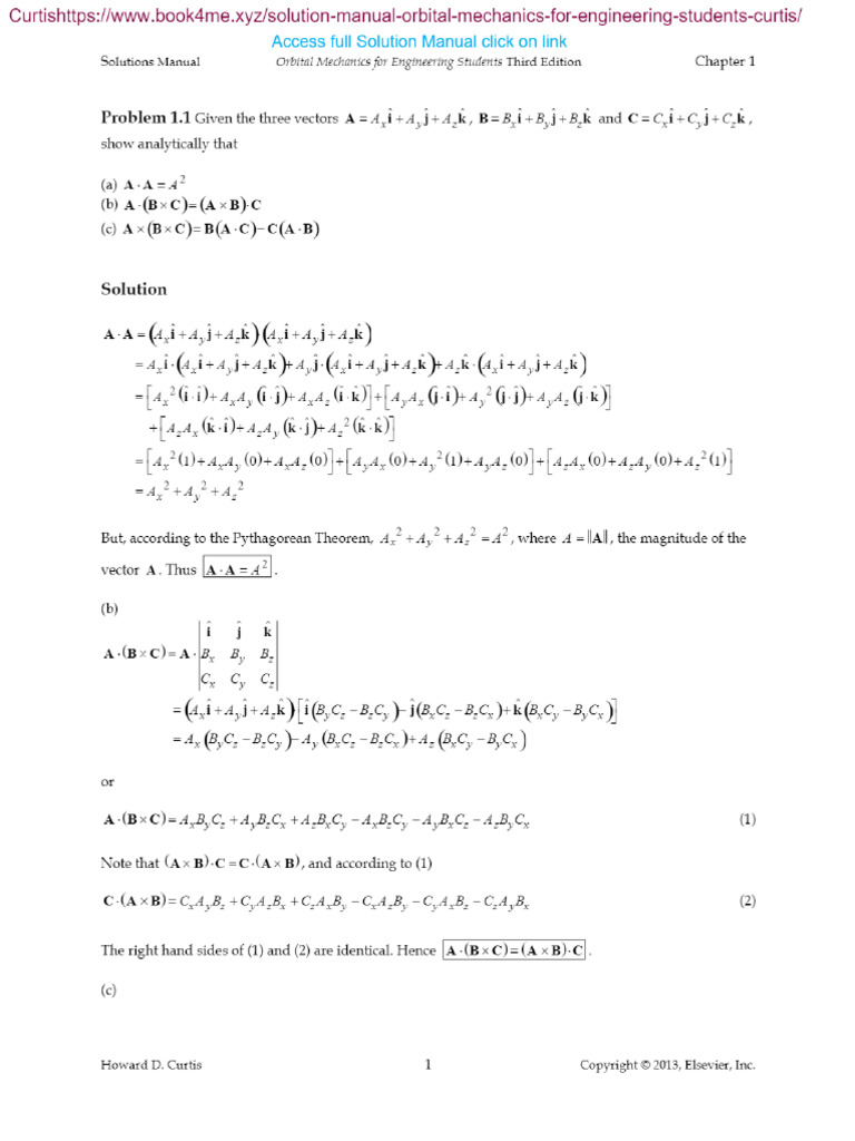 Solution Manual For Orbital Mechanics For Engineering Students 3rd Ed ...