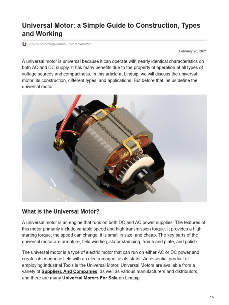 Universal Motor: Construction and Applications | PDF | Electric Motor ...