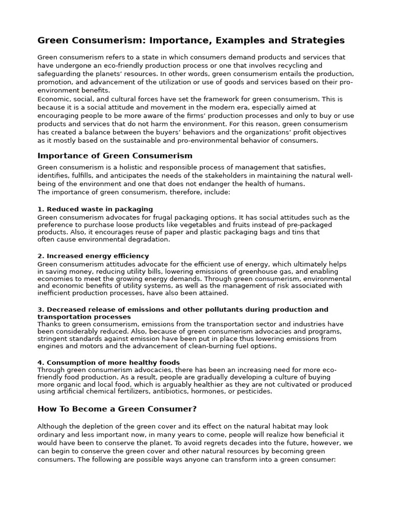 Green Consumerism | PDF | Consumerism | Efficient Energy Use