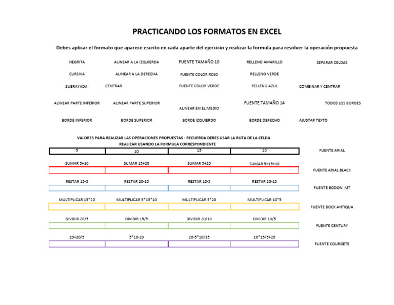 Formatos y Fórmulas en Excel | PDF