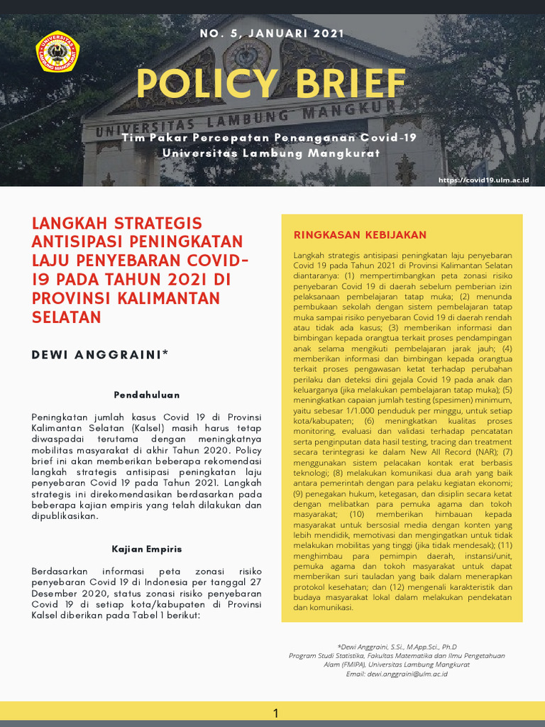 Policy Brief - Langkah Strategis Antisipasi Peningkatan C-19 Di ...