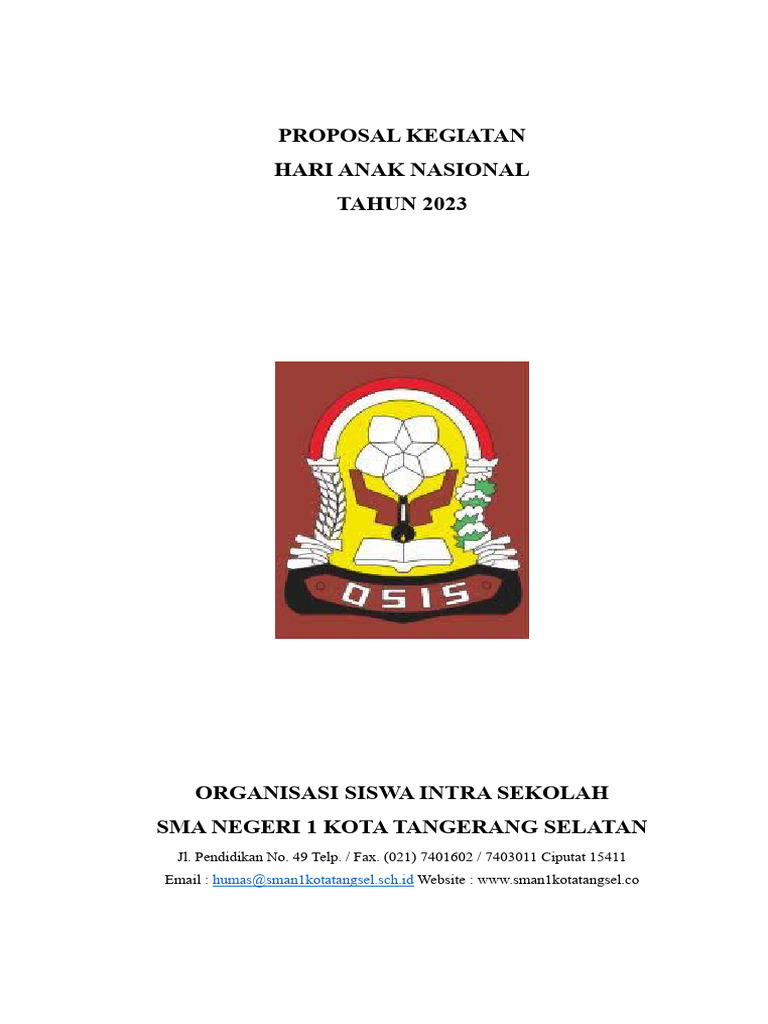 Proposal Kegiatan Hari Anak Nasional 2023 | PDF | Karier & Perkembangan ...