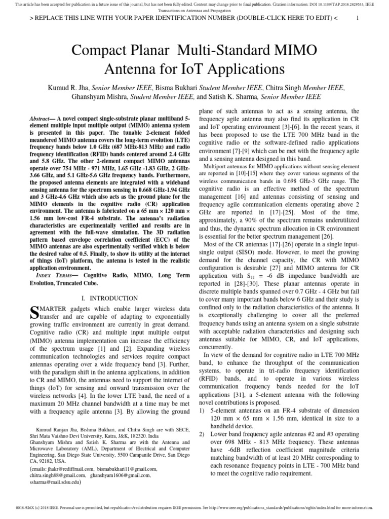 Compact Planar Multi-Standard MIMO | PDF | Broadcast Engineering | Institute Of Electrical And ...