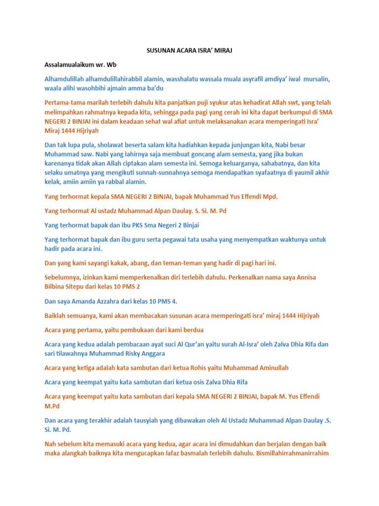Teks MC Acara Isra' Miraj 1444 H | PDF | Agama & Spiritualitas
