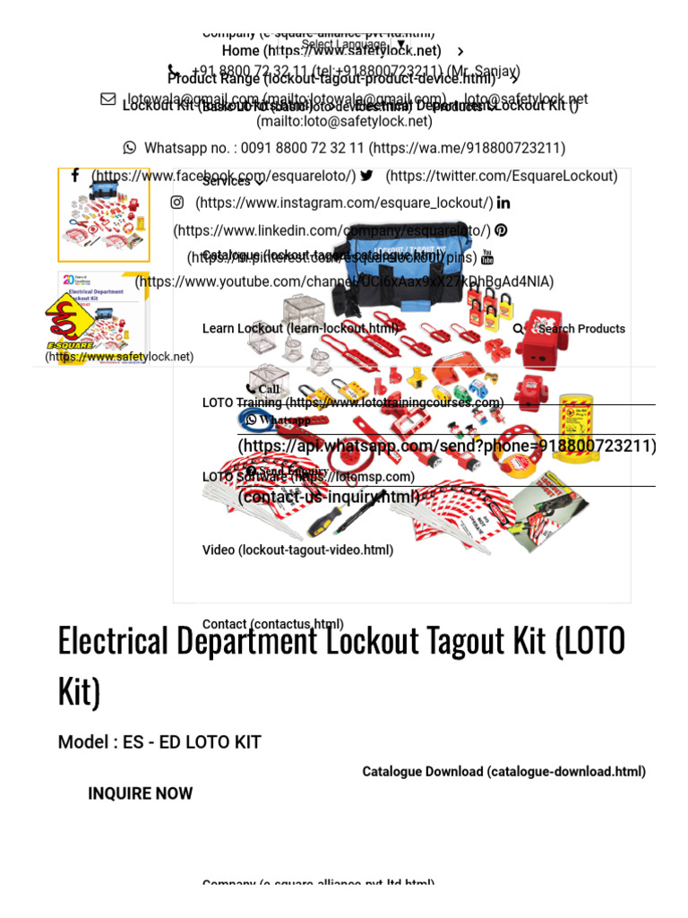Electrical Lockout Tagout Kit For Electrical Department - LOTO Kits ...