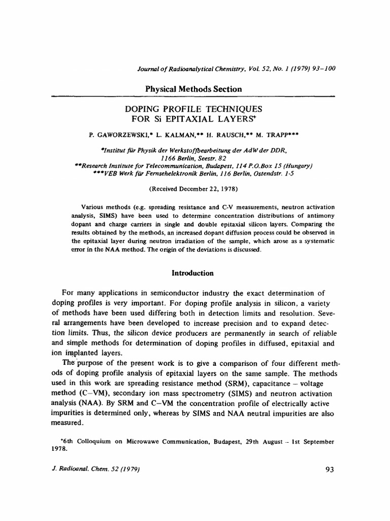 gaworzewski1979-DOPING PROFILE TECHNIQUES | PDF | Doping (Semiconductor ...