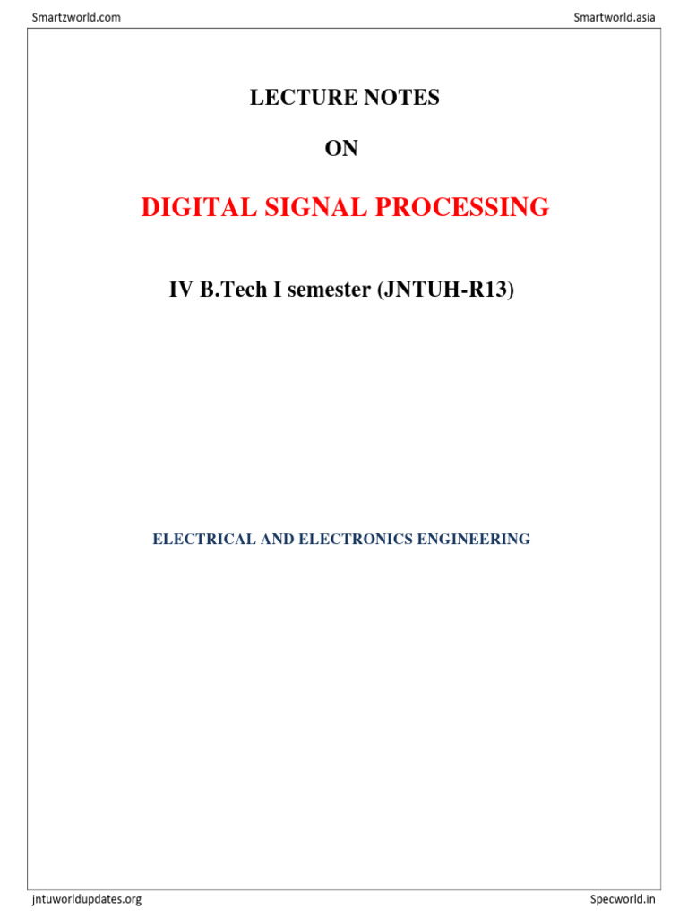Digital Signal Processing | PDF | Discrete Time And Continuous Time ...