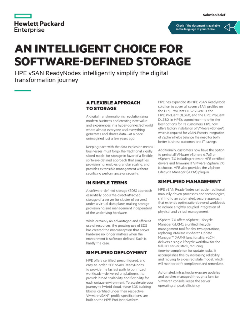 An Intelligent Choice For Software Defined Storage | PDF | Cache (Computing) | Computing
