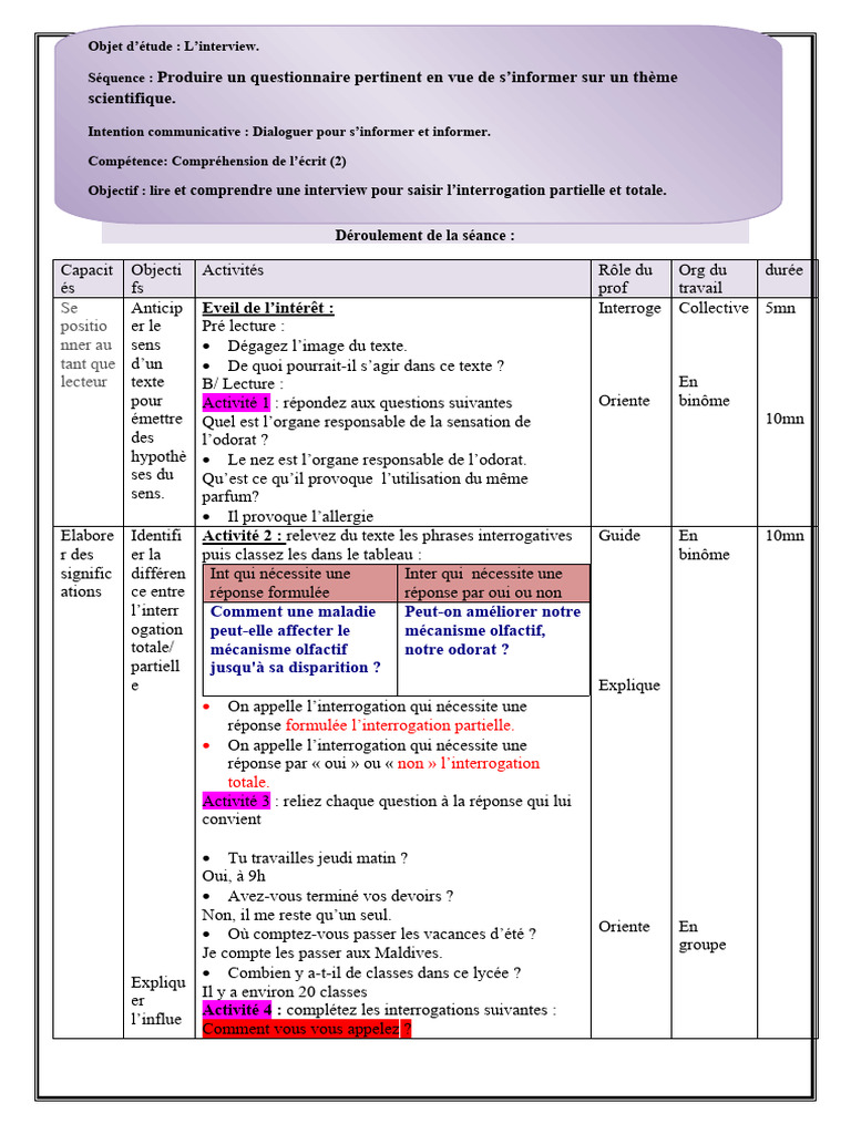 Interro | PDF | Question | Sciences cognitives