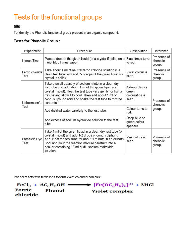 Tests For Organic Functional Groups | PDF | Amine | Molecules
