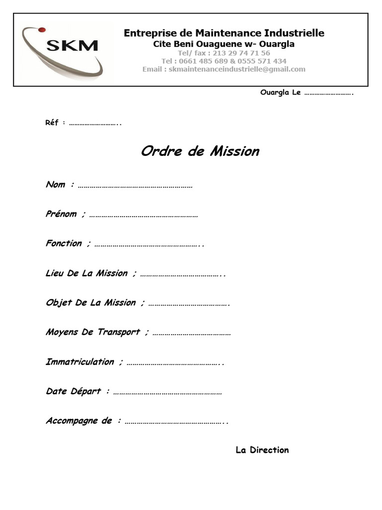 Ordre de Mission | PDF Ordre de Mission | PDF