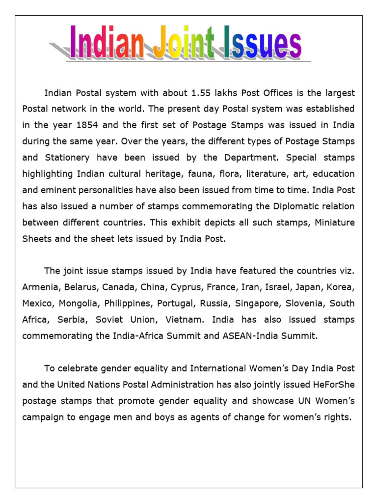 India Joint Issue List | PDF | Philately