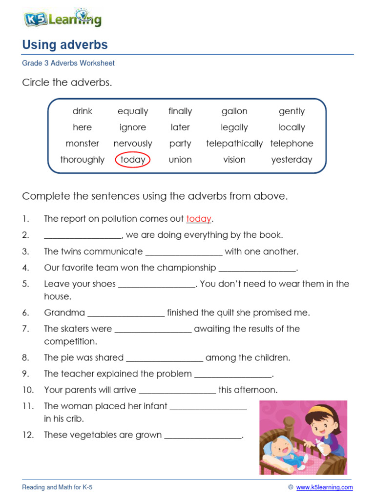 Grammar Worksheet Grade 3 Adverbs Sentences 0 | PDF